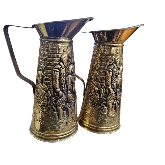 Accents | Vintage Elpec Made In England Brass Pitcher Set With Embossed ...